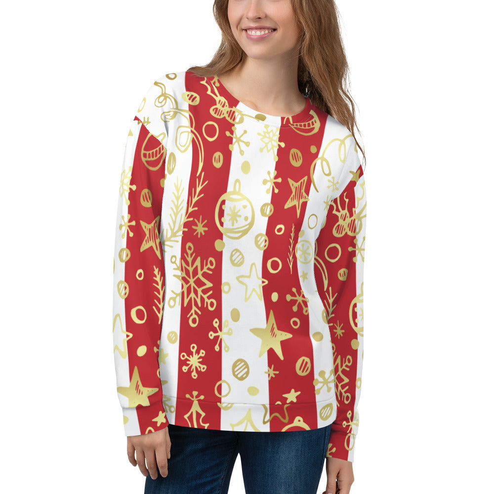 SAFC Red and White Stripes With Gold Mackem Christmas Jumper – Mackem Cards