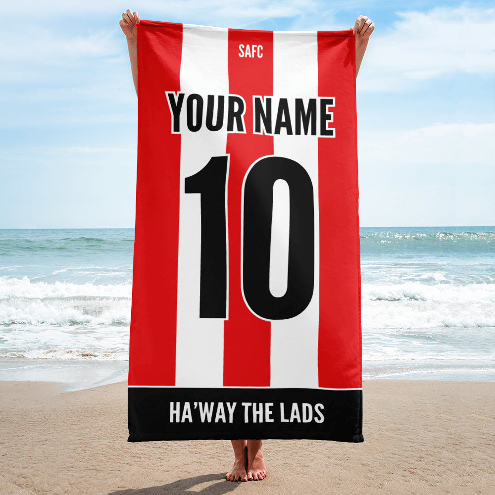SAFC Home Shirt Personalised Mackem Towel – Mackem Cards